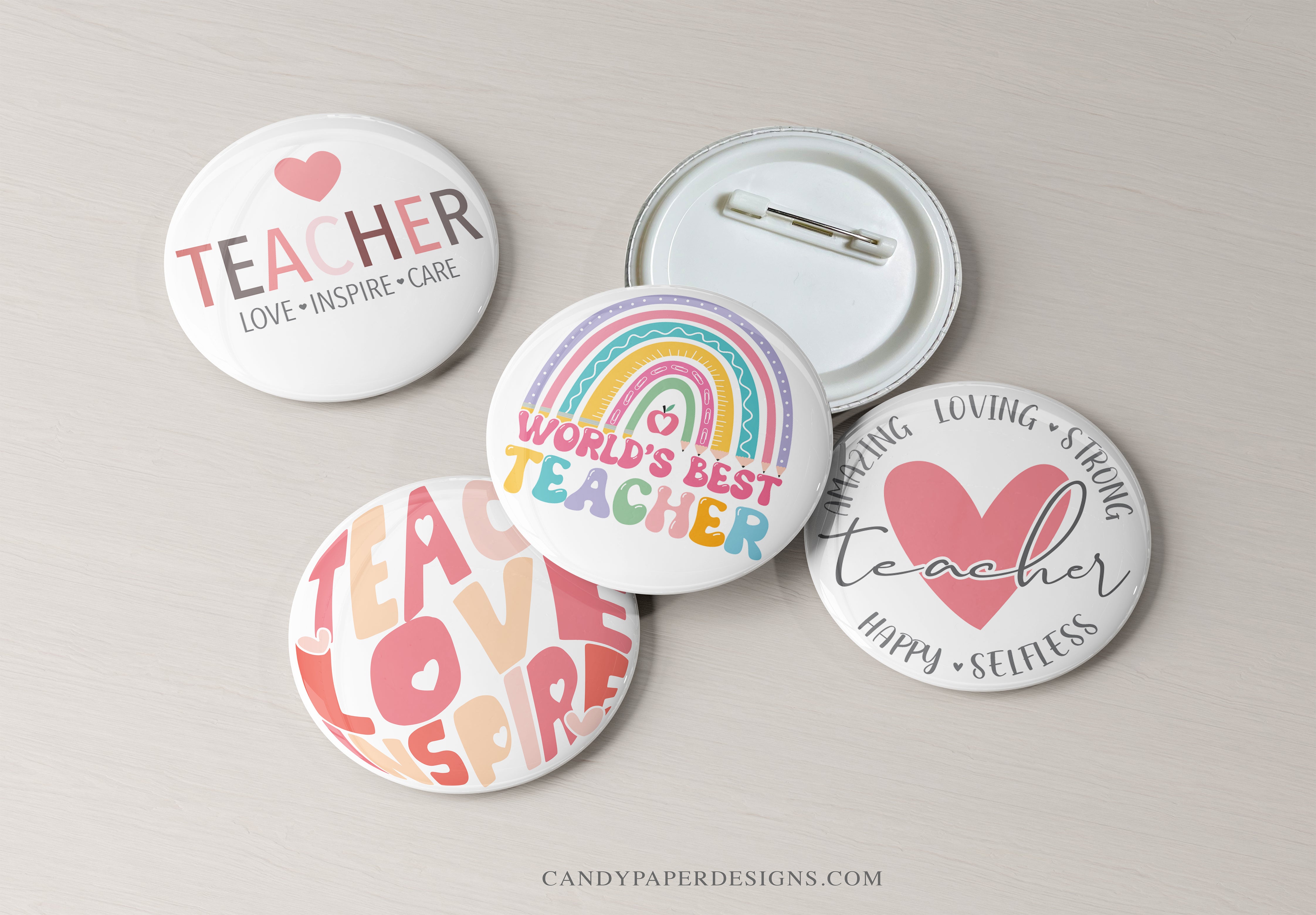Teacher Buttons – CandyPaperDesigns