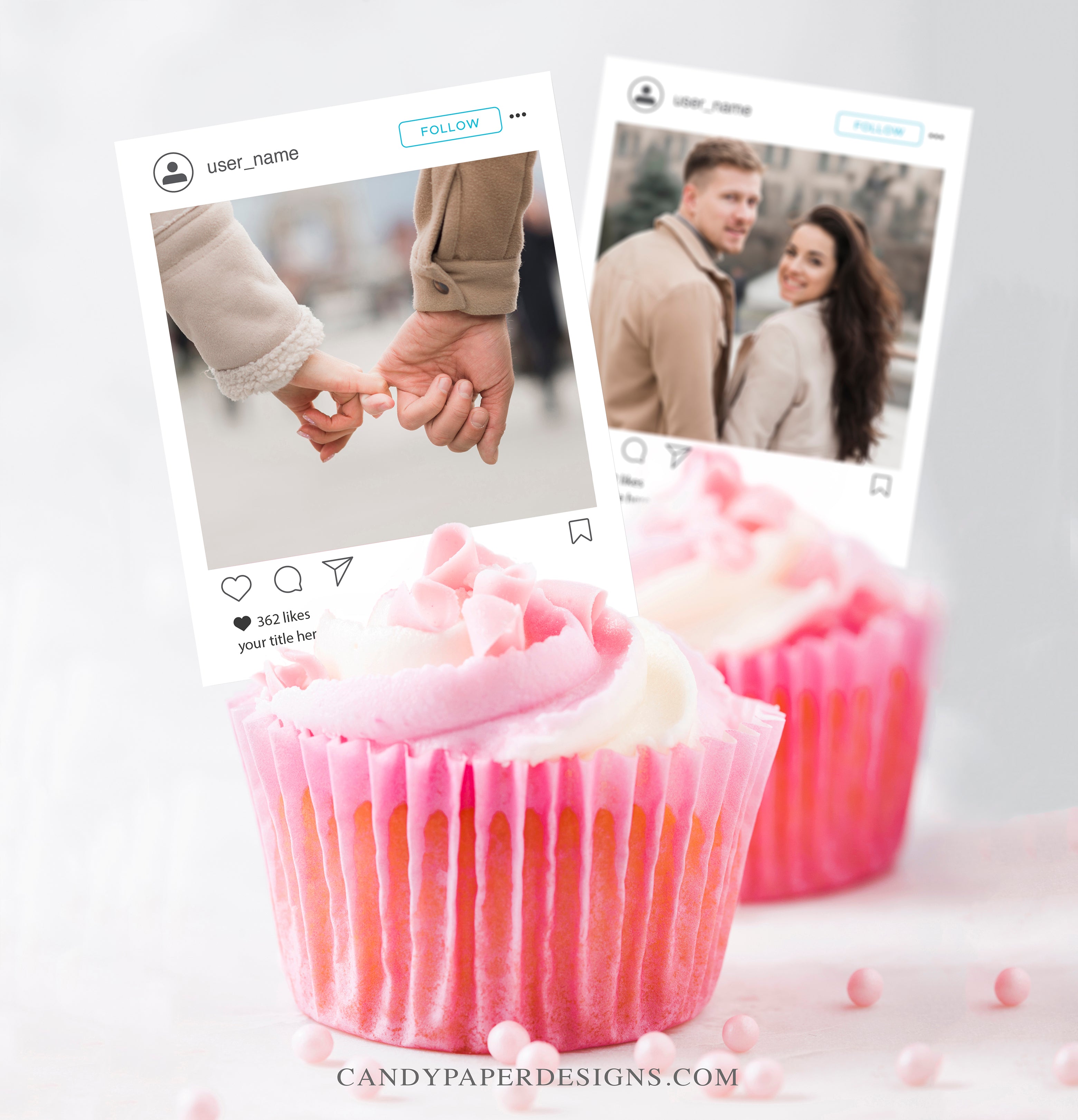 Precut Edible Photo Cupcake Toppers – 16 Custom Social Media Portraits ...